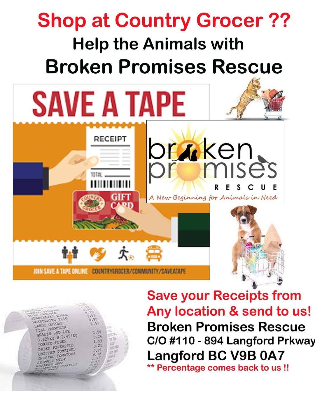 Shop at Country Grocer? Save your Receipts!! – www.BrokenPromisesRescue.com